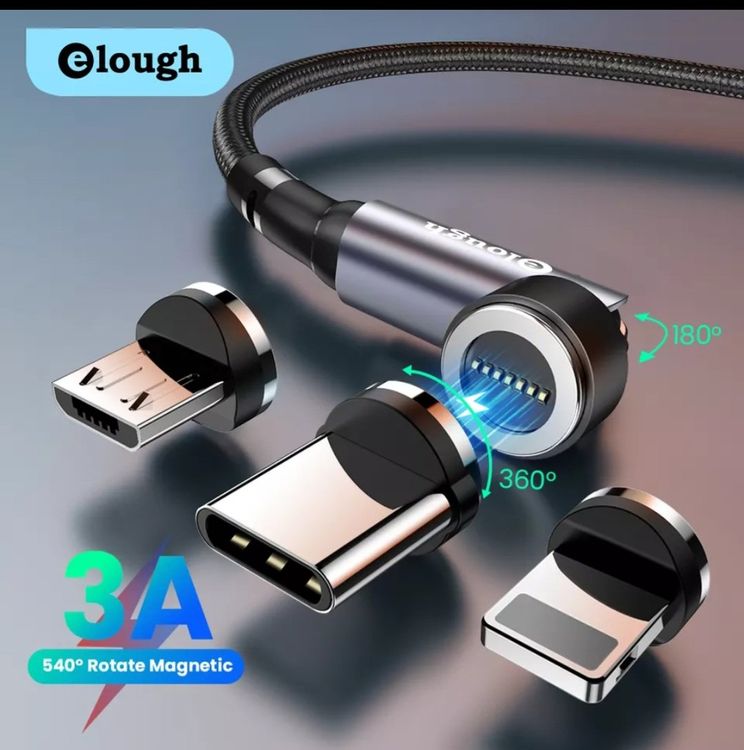 Magnetic Cable 3A Fast Charging Micro USB Type C (Neu (gemäss ...