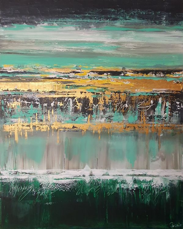 Acrylbild auf Leinwand 100x80 cm,ohne Rahmen, Grün&Gold (Neu und originalverpackt) in Beinwil am ...