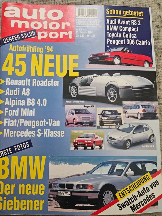 AMS 5/94 Audi Avant RS 2 BMW E38 XM Lexus GS 300 960 164 xx (Gebraucht ...
