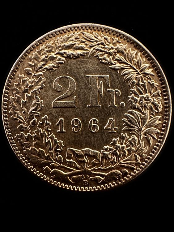 Seltene 2 Franken Silber Münze, Jahrgang 1964, Top Zustand! (Gebraucht) in Wangen SZ für CHF 6 ...