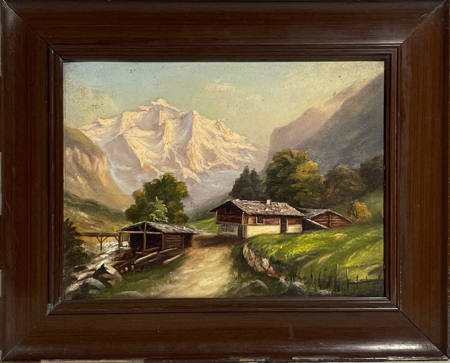 Berglandschaft Gemälde unleserlich Signiert | Kaufen auf Ricardo