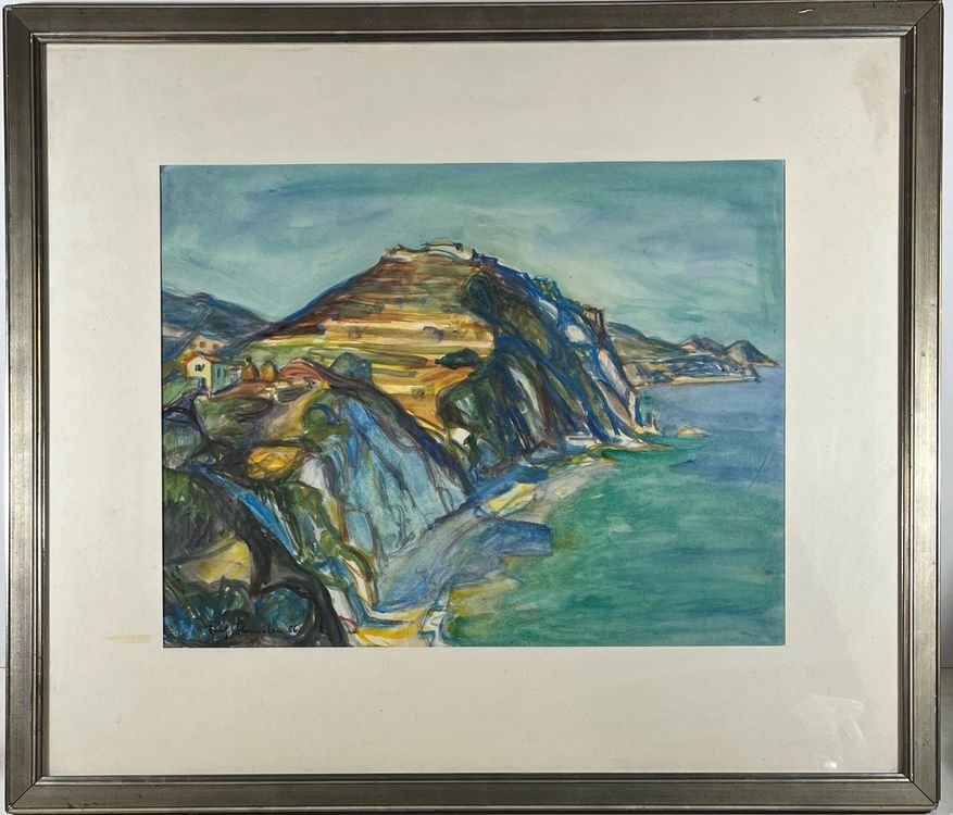 Fritz Karl Zbinden (1896-1968) Küsten Szene Grosse Aquarell (Gebraucht ...