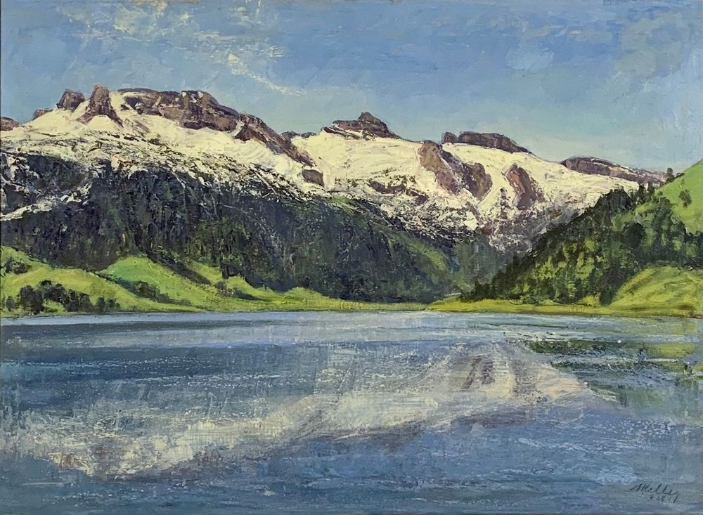 Max Keller (1916-1982) grosses Oelgemälde vom Wägitalersee | Kaufen auf Ricardo