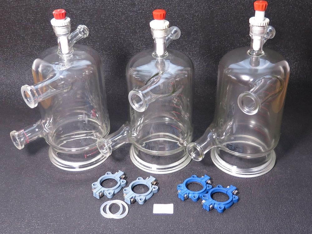 3x3.5L Labor GlasKolben Rührwerkbehälter Planschliff Reaktor (Gebraucht ...