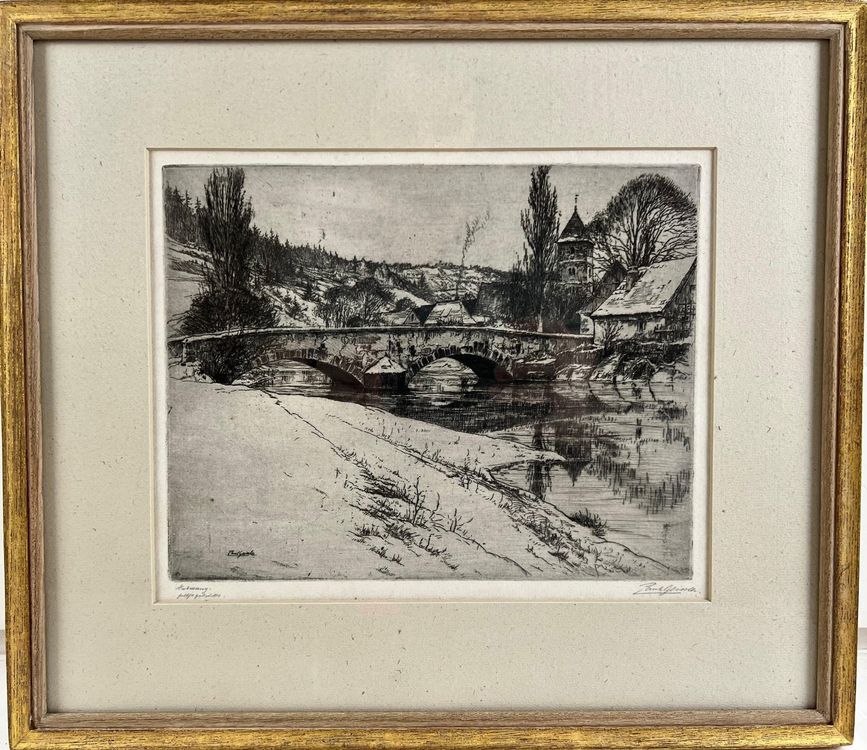 Schneelandschaft Radierung Handsigniert. | Kaufen auf Ricardo