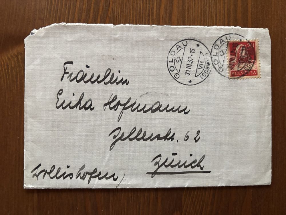 Alter Briefumschlag mit Poststempel 1932 Zürich (Gebraucht) in ...