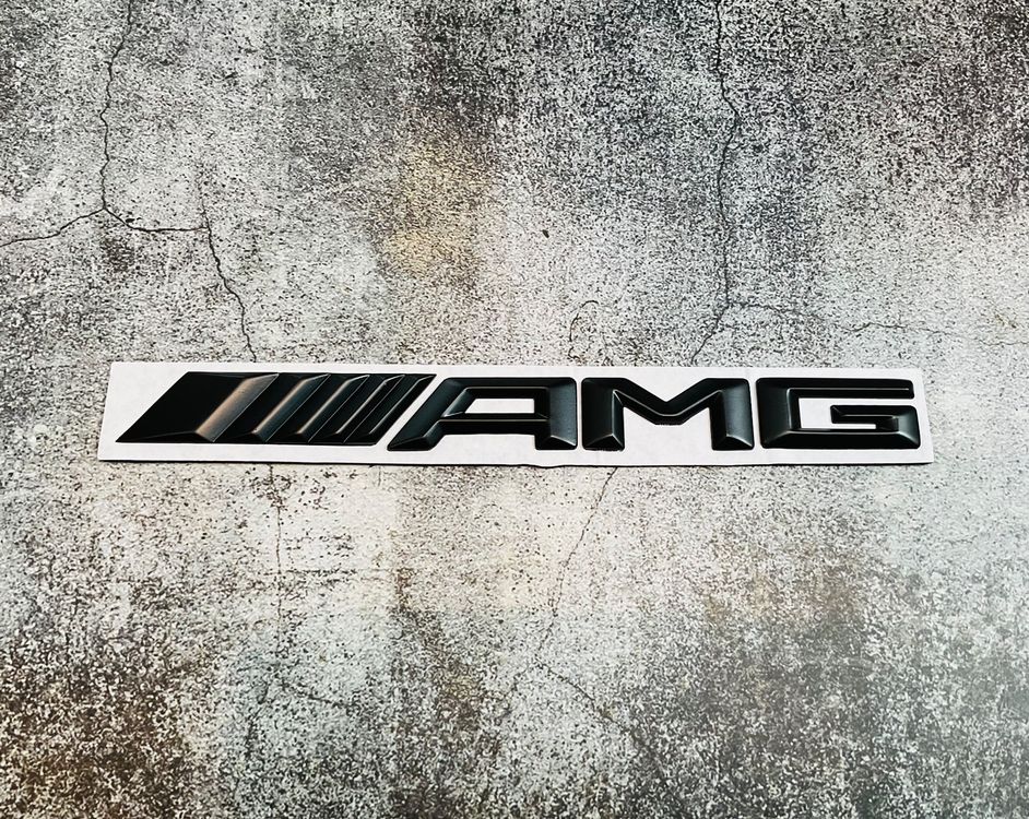Mercedes AMG Emblem Schriftzug Neu in Schwarzmatt Metall (Neu und ...
