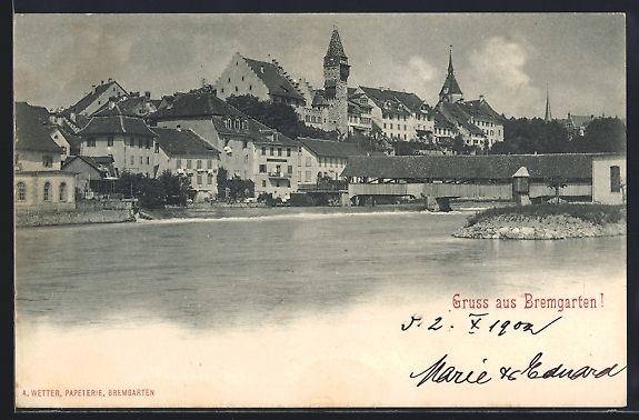 Bremgarten, Ortspanorama vom Wasser aus, (Gebraucht) in Berlin für CHF ...