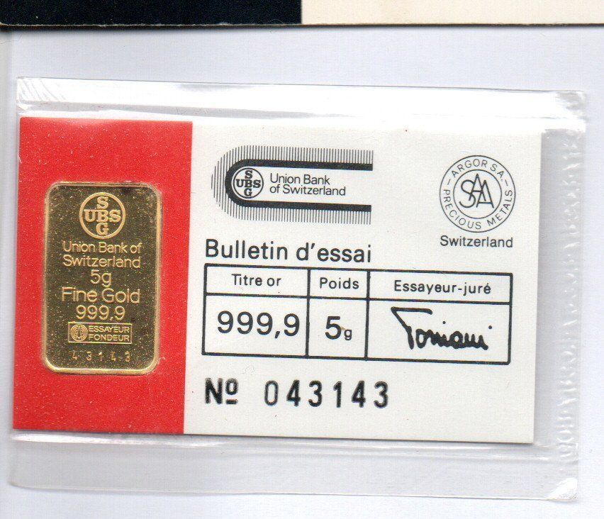 5 Gr. Gold 999.99 UBS (Gebraucht) in St-Léonard für CHF 322 – mit ...