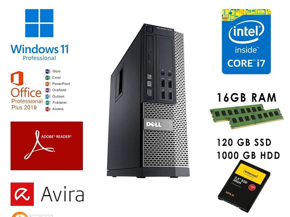 DELL Optiplex 990 Office PC i7/16GB RAM/SSD/HDD/Windows 11 (Gebraucht) in Thundorf für CHF 224 ...