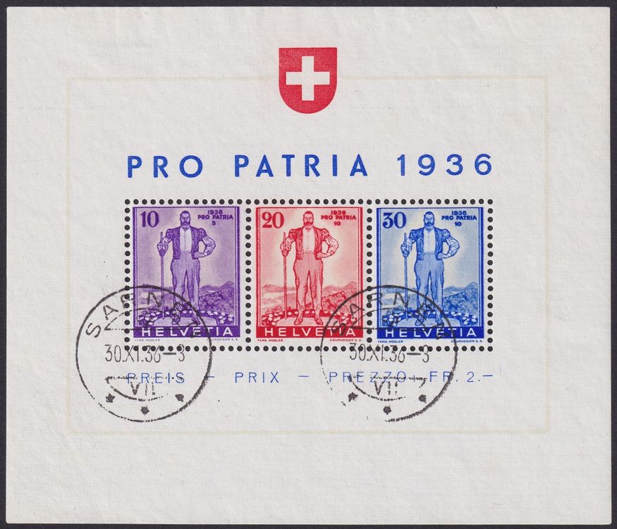 1936, W8 mit Stempel von SARNEN (OW): 30.NOV.36: SBK: 300.- | Kaufen auf Ricardo