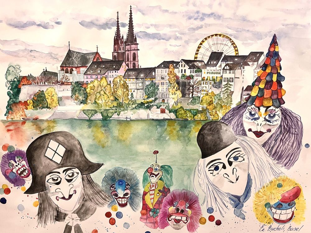 Basel Aquarell, Unikat, Fasnacht (Neu (gemäss Beschreibung)) in Laufen für CHF 45 – mit ...