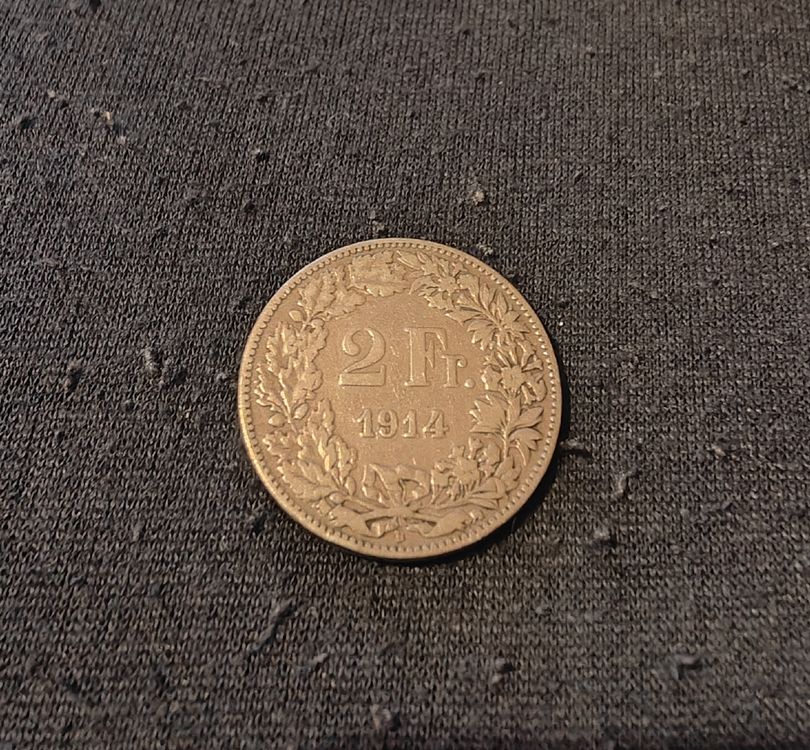 Schweizer 2 Franken Silbermünze 1914 (Gebraucht) in Rothrist für CHF 6.6 – mit Lieferung auf ...