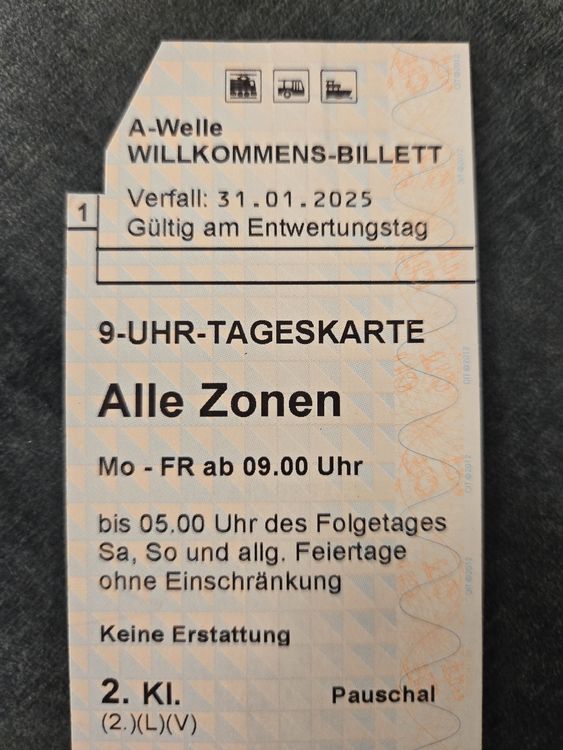 A-Welle 9-Uhr Tageskarte Alle Zonen - Gültig bis 31.01.2025 (Neu ...