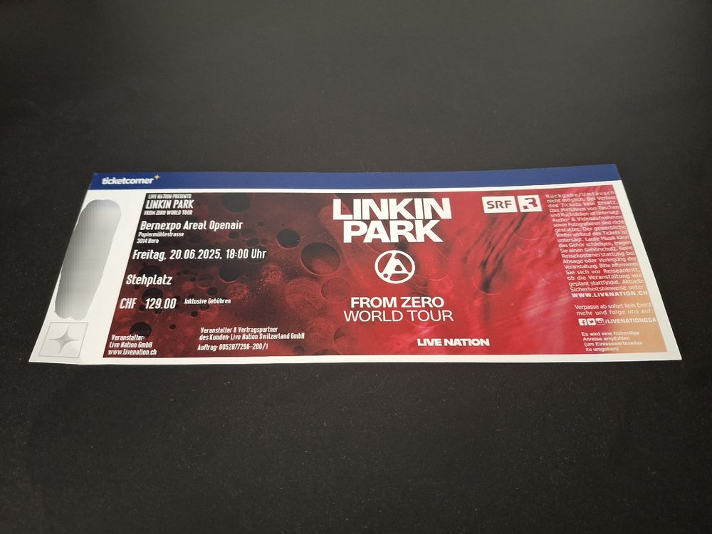 Linkin Park 1x Stehplatz Ticket Bern (Neu und originalverpackt) in ...