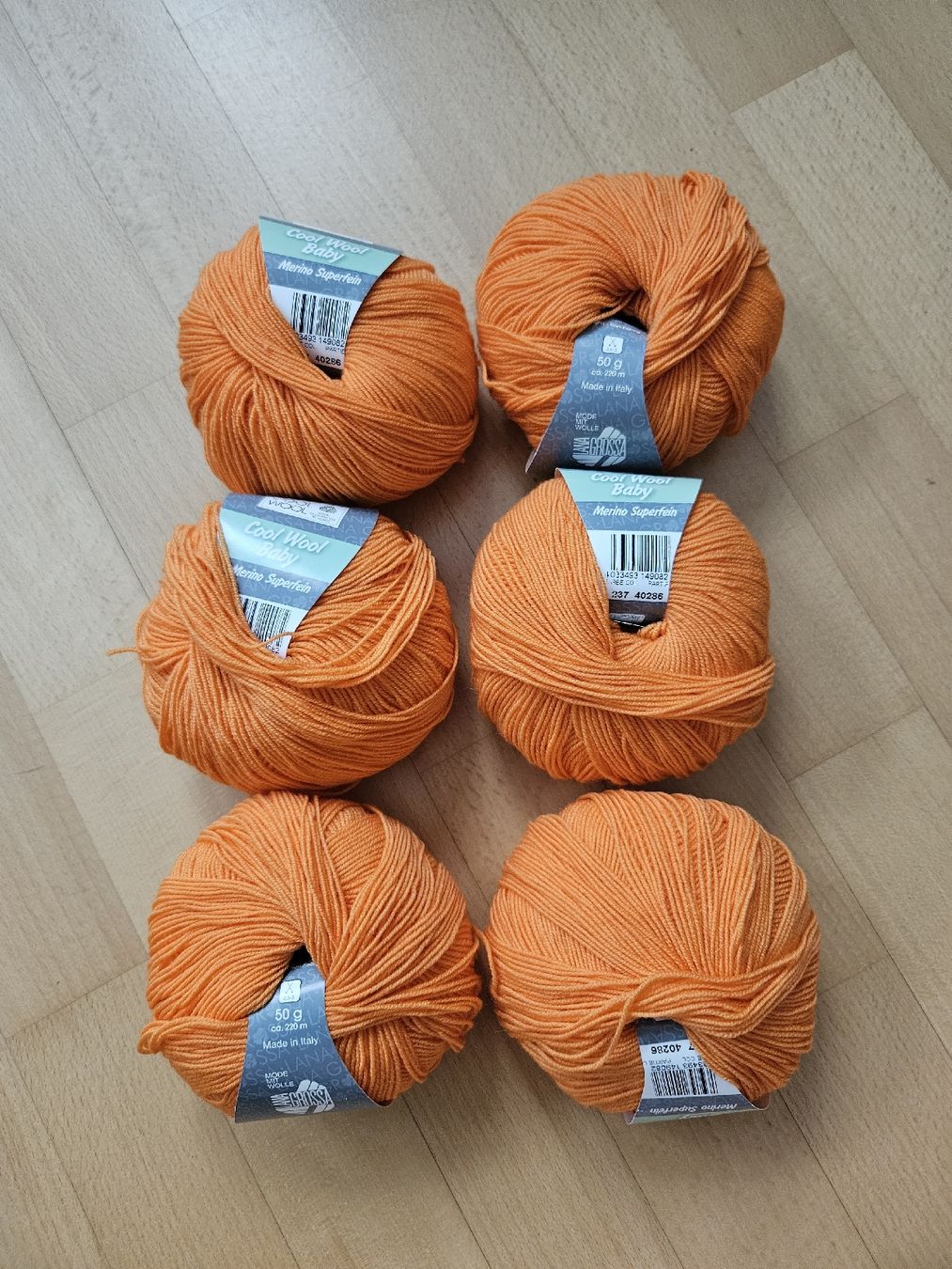 6 Stk Schurwolle orange (Cool Wool Baby) 100% Schurwolle (Neu (gemäss ...