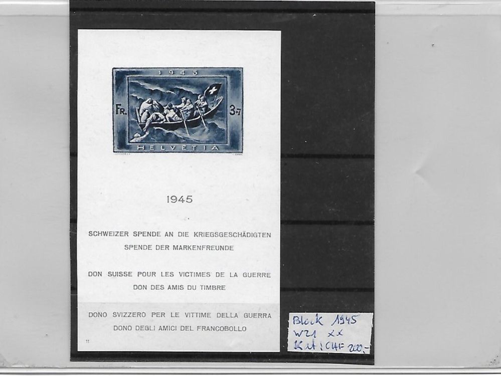 Block 1945 ** Kat: CHF 200.- (Neu (gemäss Beschreibung)) in Basel für CHF 15 – mit Lieferung auf ...