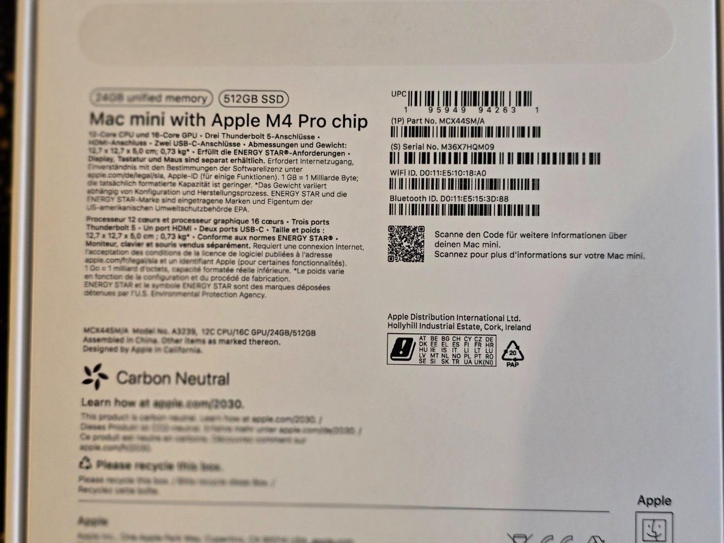 Apple Mac Mini (M4 Pro), Tastatur, Maus, Stand, 4.512 Tb (Gebraucht) in ...