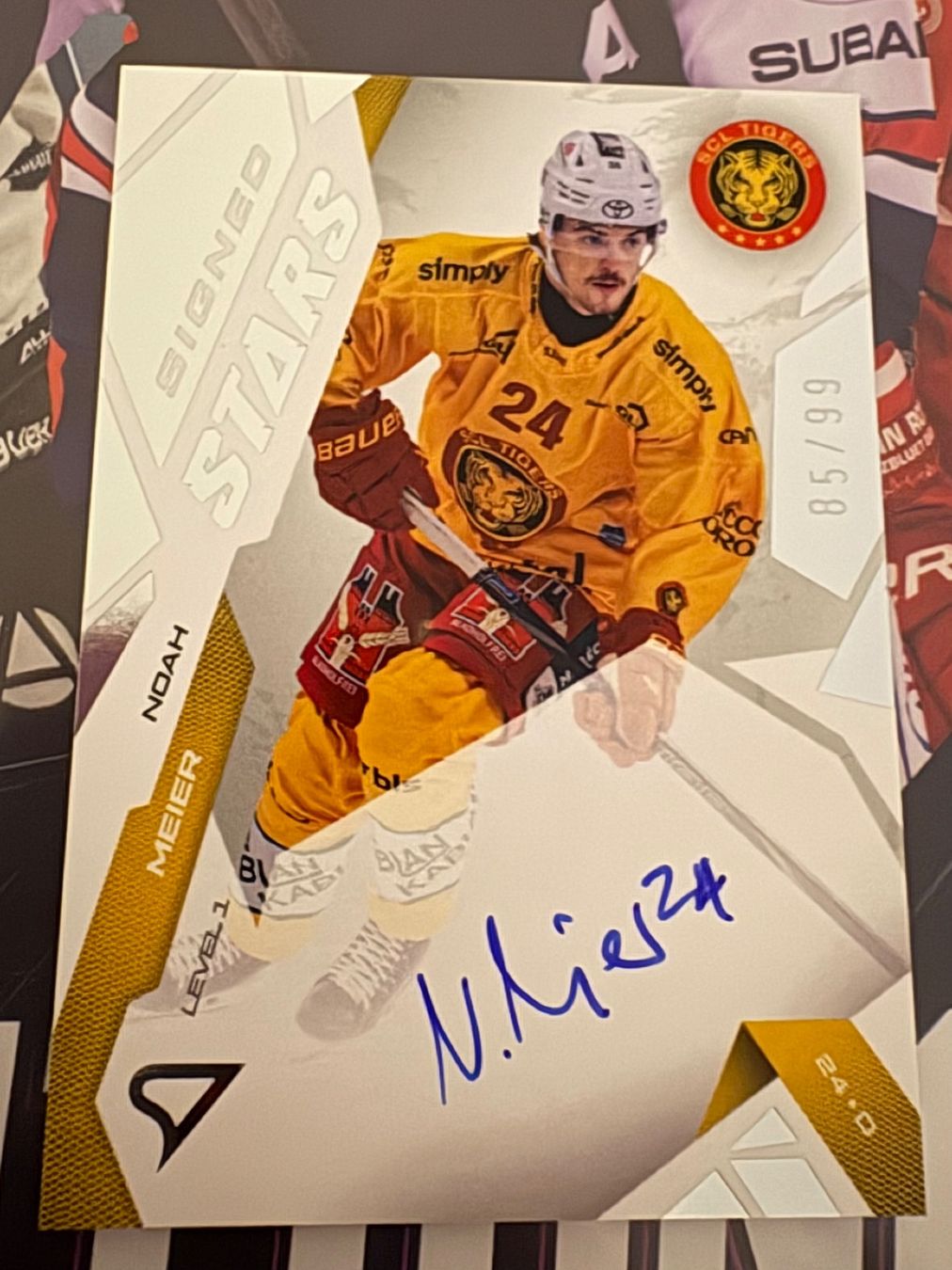 Noah Meier SCL Tigers Signed Stars! 55/99 (Neu (gemäss Beschreibung ...
