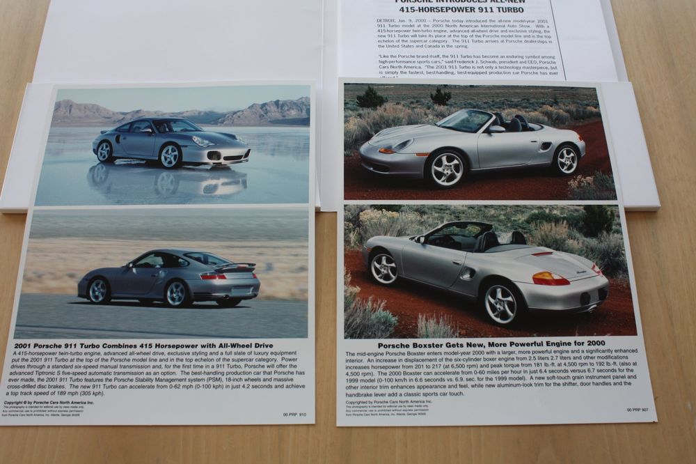Porsche 911 Turbo & Boxster S Pressemappe/Fotos Detroit 2000 (Gebraucht ...