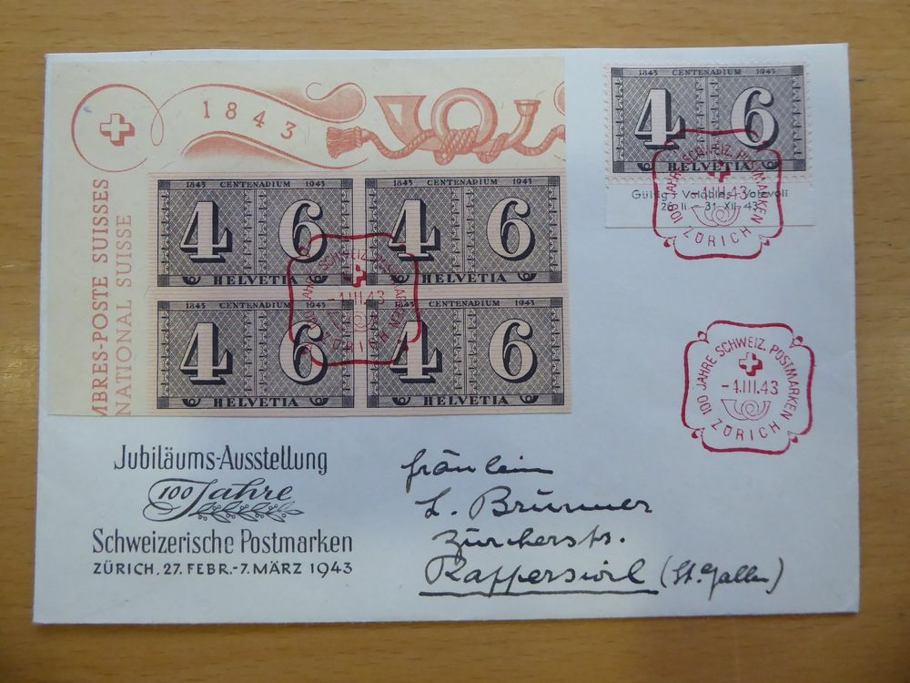 Interessanter Beleg mit Blockausschnitt aus Luxusbogen (Gebraucht) in Rothrist für CHF 5 – mit ...