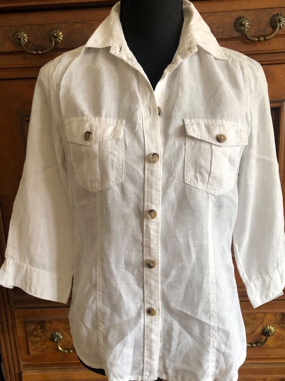 Marco Pecci 100% Leinen Bluse in weiss Gr. 34/XS | Kaufen auf Ricardo