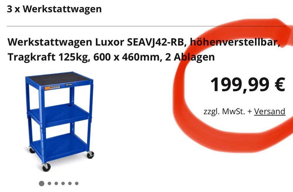 neuer Luxor Werkstattwagen (Neu (gemäss Beschreibung)) in Necker für CHF 60 – nur Abholung auf ...