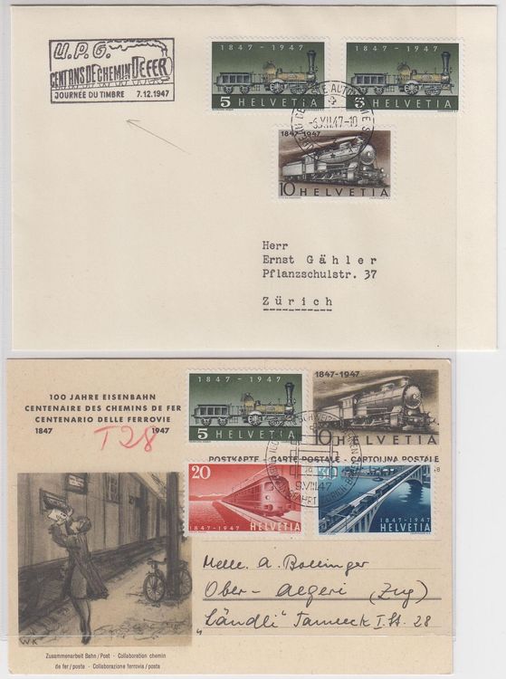 1947: T.d.B. U.P.G. - sowie ET-Stp. auf passender Karte ! (Gebraucht) in Luzern für CHF 55 – mit ...