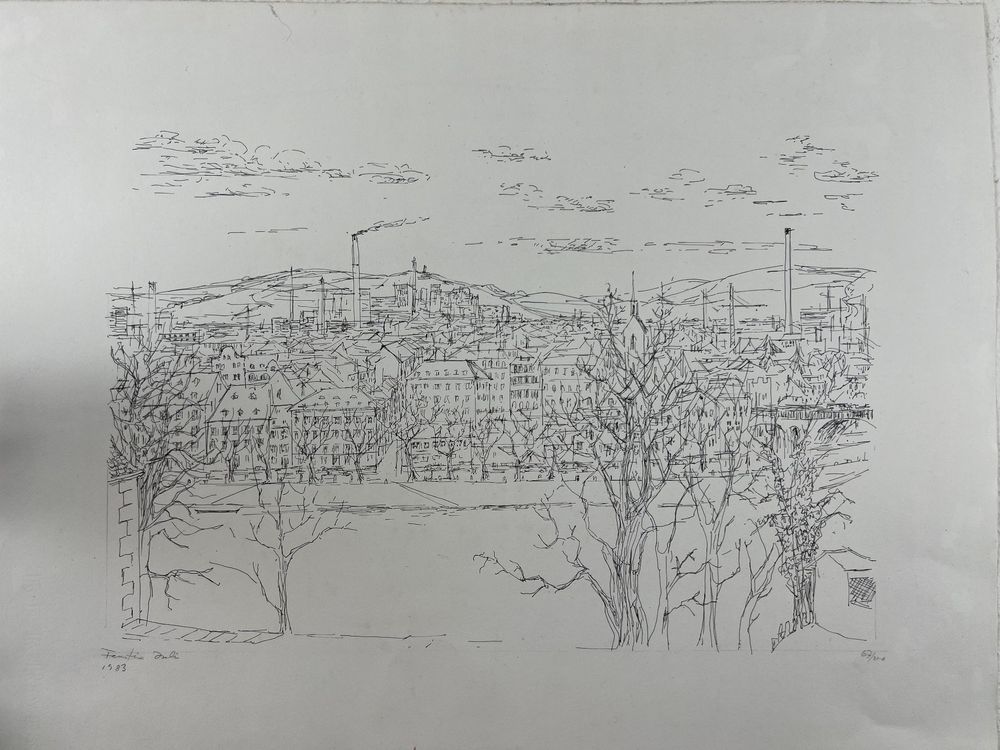 Stadtlandschaft lithographie numm. Handsigniert (Gebraucht) in Neuhausen am Rheinfall für CHF 5 ...