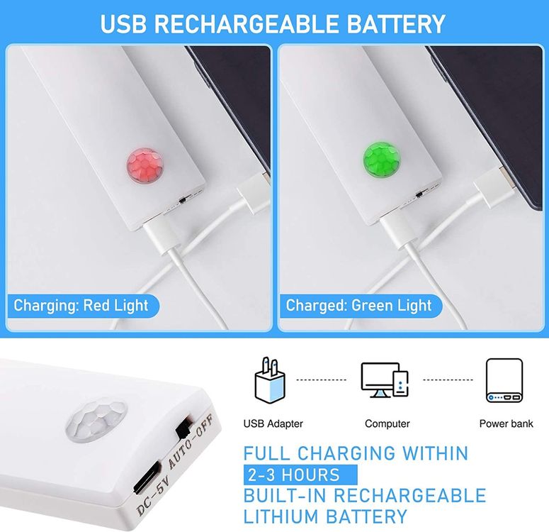 3x LED Sensor Licht mit Bewegungsmelder Schranklicht Magnet (Neu und originalverpackt) in ...