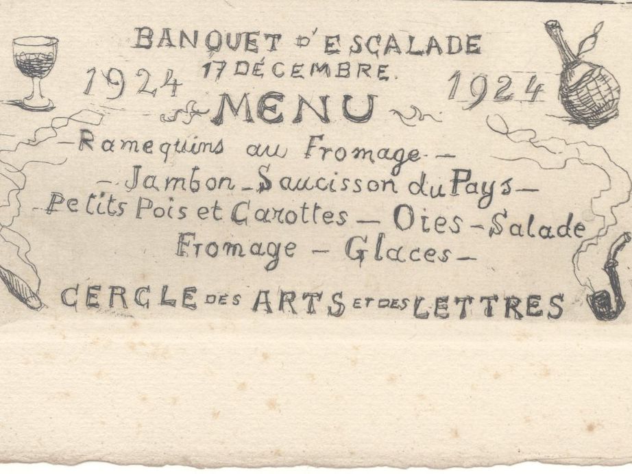 Menu / Speisekarte - Cercle des Arts et des Lettres, 1924 (Gebraucht ...