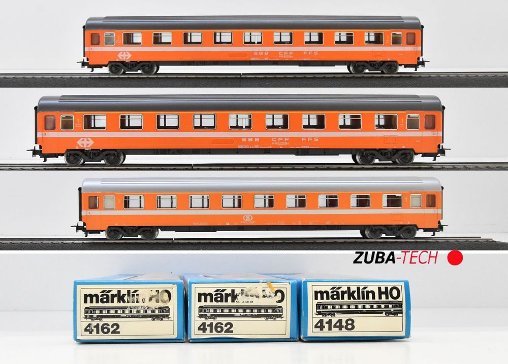 3x Märklin Eurofima-Personenwagen der SNCB/SBB H0 WS mit OVP (Gebraucht ...