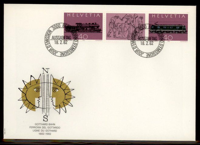 1982, FDC, 100 Jahre Gotthard-Bahn (Nr. 668–669) (Gebraucht) in Willisau für CHF 0.5 – mit ...
