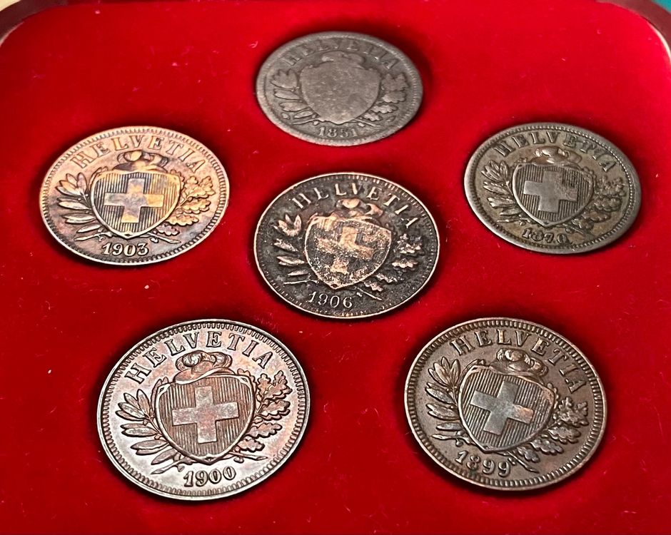 Lot 2 Rappen Schweiz 1x 1851, 1870, 1899, 1900, 1903, 1906 | Kaufen auf ...