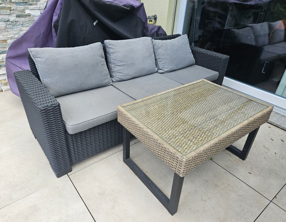 Gartenlounge Set, 3er Sofa & Tisch, Rattan Optik (Gebraucht) in Busswil BE für CHF 60 – nur ...