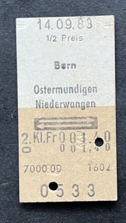 Bern Ostermundigen Niederwangen/ Billett 1983 (Gebraucht) in Wabern für CHF 2 – mit Lieferung ...