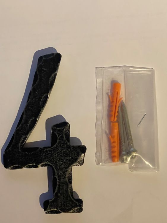 Ziffer 4 Eisen Metall Aufhängen Schwarz Schild (Neu (gemäss ...