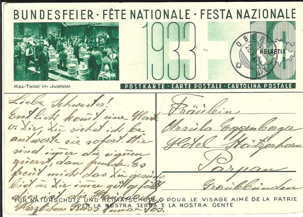 Bundesfeierkarte 1933, No.57 k, gest. | Kaufen auf Ricardo