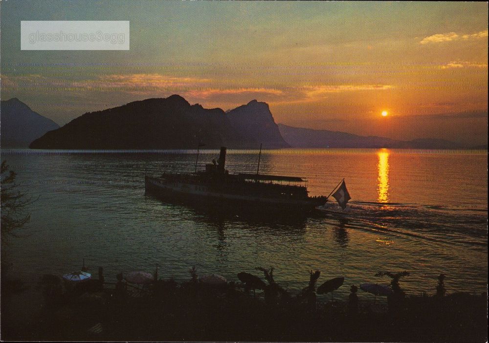 AK Sonnenuntergang am Vierwaldstättersee mit Stanserhorn | Kaufen auf Ricardo