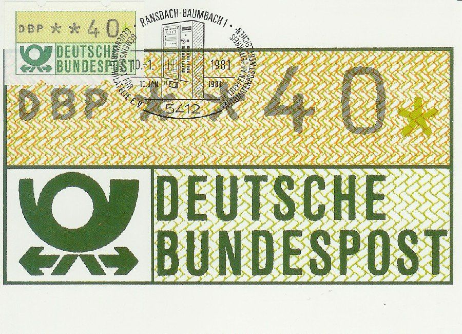 40 Pf. DBP Automatenmarke 1981 Rangsbach-Baumbach (Neu (gemäss Beschreibung)) in Binningen für ...