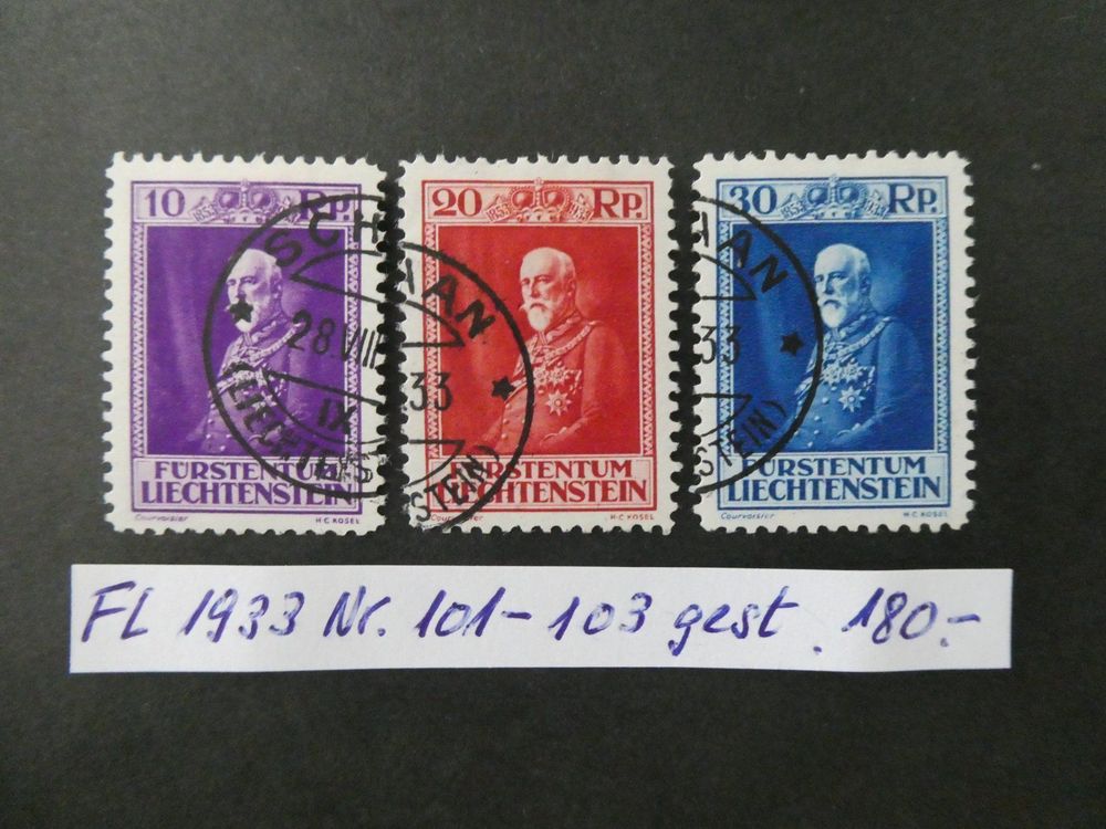 FL 1933 Nr. 101-103 gestempelt (Gebraucht) in Lausen für CHF 27 – mit Lieferung auf Ricardo kaufen