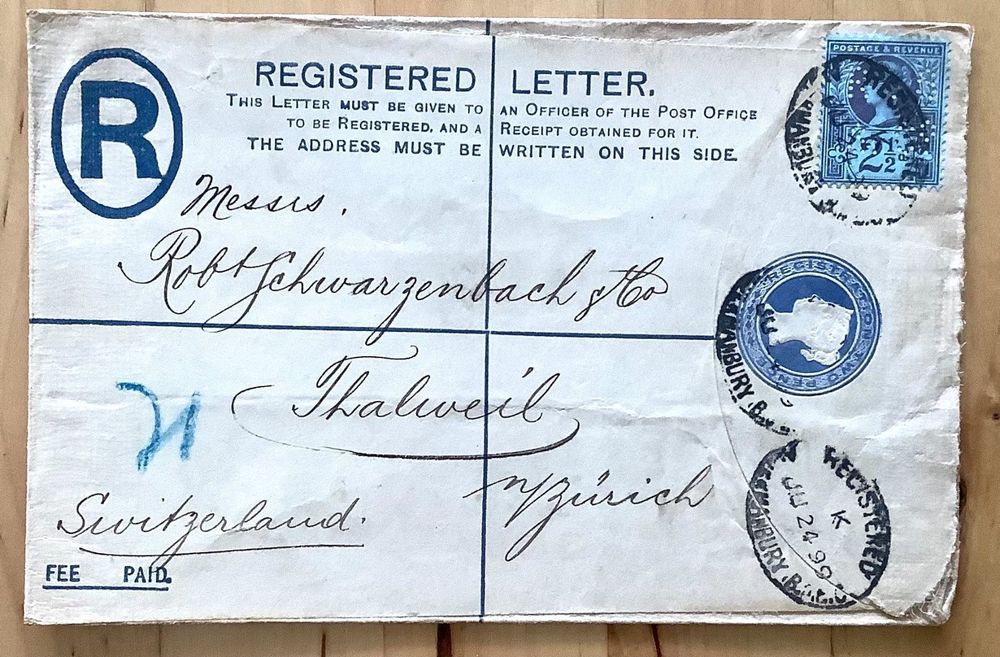 England 1899 Registered Letter mit Perfin | Kaufen auf Ricardo