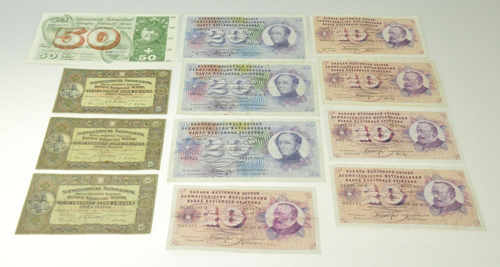 Lot mit 12 Banknoten Schweiz von 1951 - 1977 (Gebraucht) in Wettingen ...