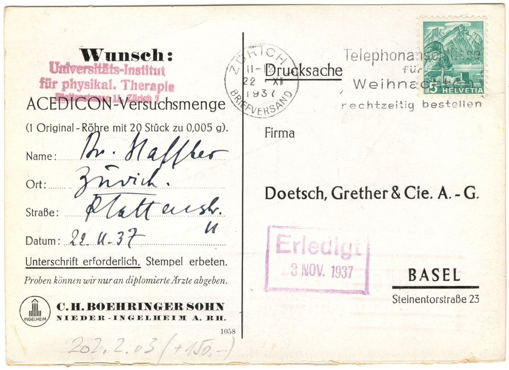 5 Rp. Pilatus - ABART Doppelprägung ganzes Bild auf Beleg (Gebraucht ...