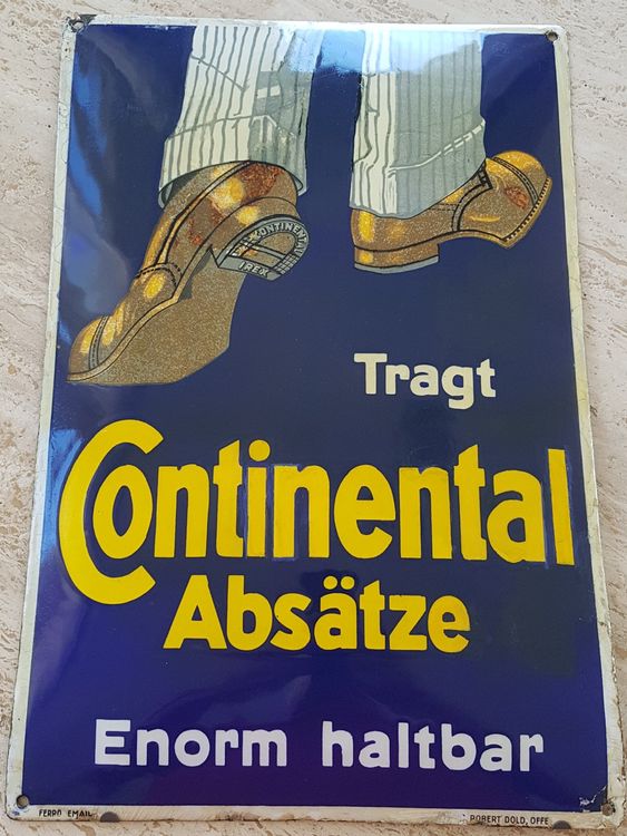 Emailschild " TRAGT CONTINENTAL ABSÄTZE " sehr alt (Gebraucht) in für ...