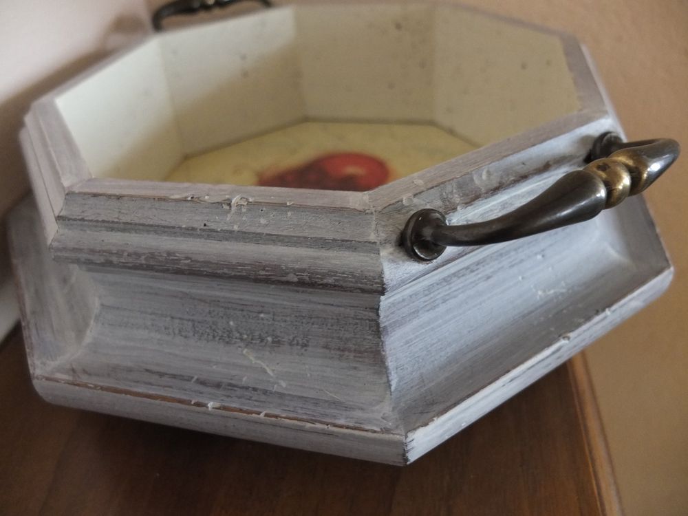 grosse achteckige Schalle aus Holz Shabby | Kaufen auf Ricardo