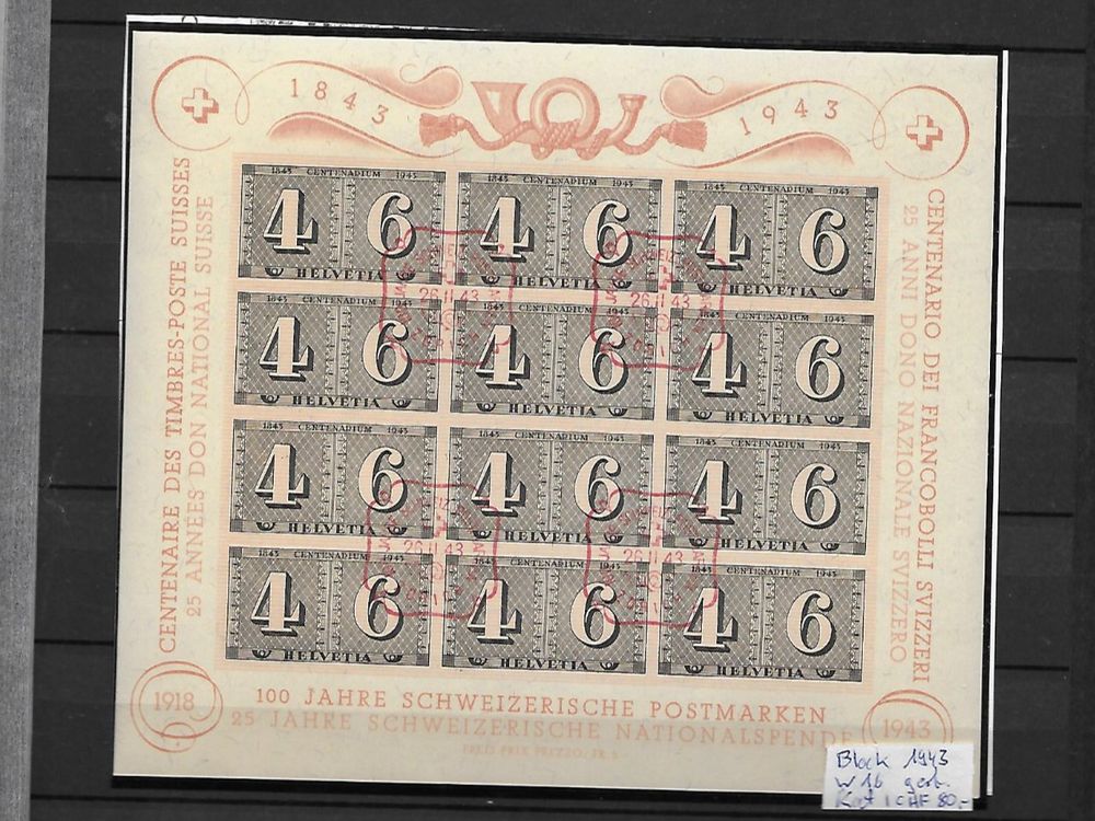 Block 1943 W16 gest. Kat: CHF 80.- (Gebraucht) in Basel für CHF 9 – mit Lieferung auf Ricardo kaufen