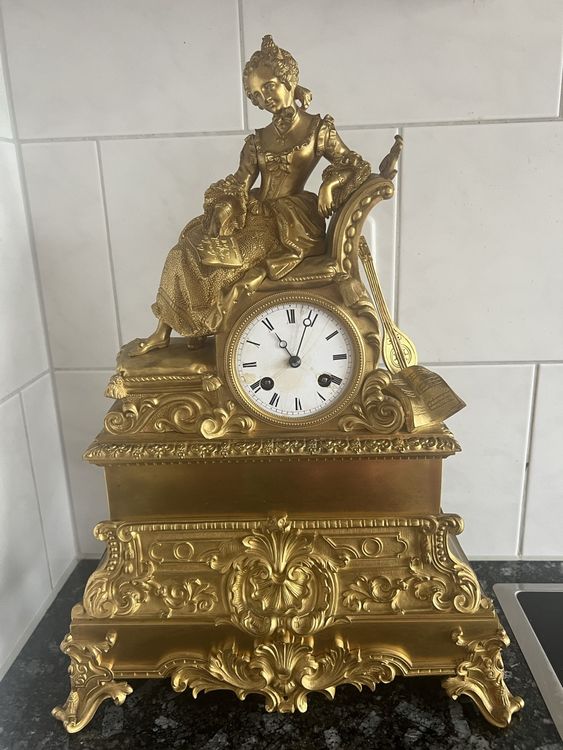 Antike französische Kaminuhr vergoldet Bronze 19. Jhdt. Top (Gebraucht) in bern für CHF 290 ...