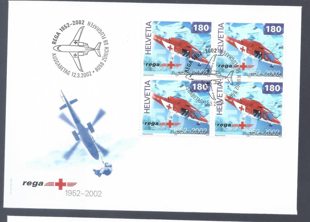 SCHWEIZ FDC 50 Jahre Rega 1952-2002 in 4er-Bl. | Kaufen auf Ricardo