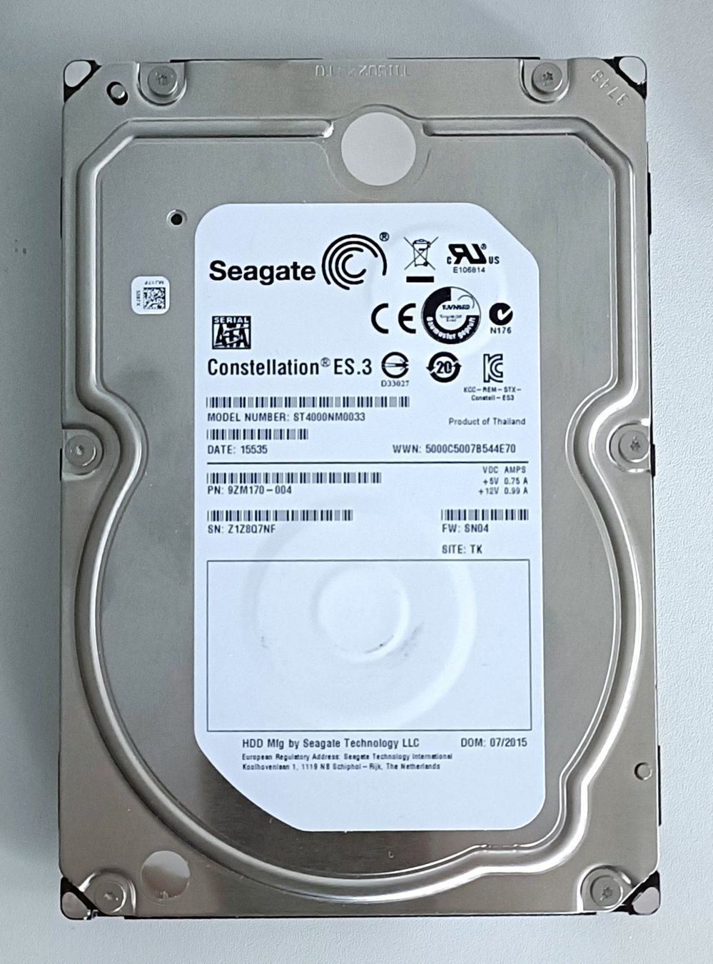 Seagate 4TB HDD 3.5" ST4000NM0033 Constellation ES.3 (Gebraucht) in Oberlunkhofen für CHF 80 ...